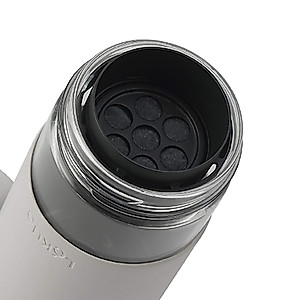 Lekue Bottle To Go reusable glass filtered water bottle,18 ounce, White