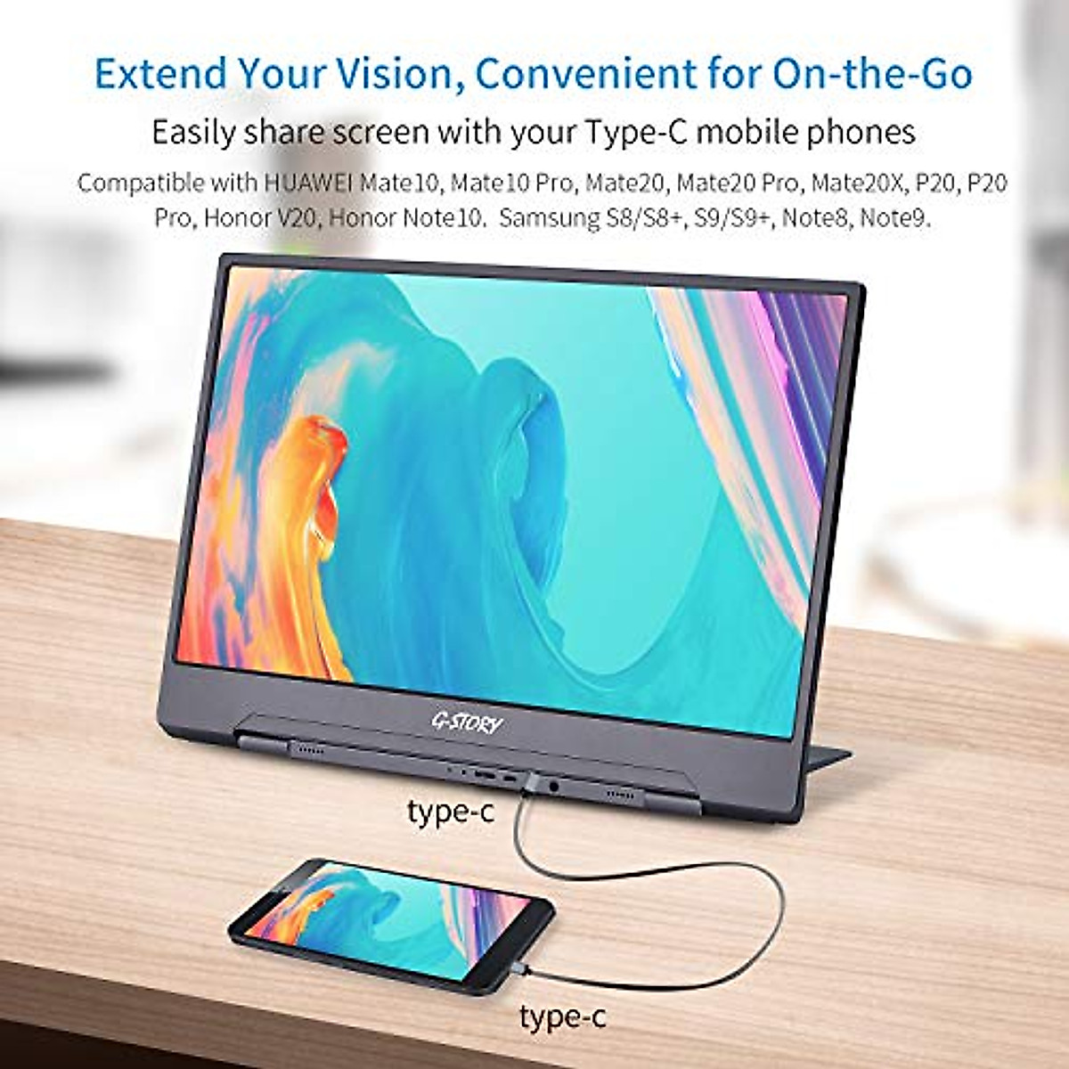 G-STORY 15.6 Inch Portable Touchscreen Monitor Ultrathin FHD 1080P IPS Portable Gaming Monitor for Laptop PC Mac Phone PS4 PS5 XB Series Direct-Connected HDR FreeSync USB C VESA Mount