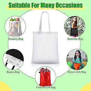 Jexine 50 Pack Non Woven Tote Bags Bulk 13 x 15 Inch Reusable Grocery Bags with Long Handles for Shopping, Birthday Party (Bright Color)