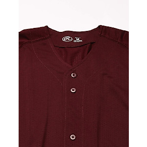 Rawlings Men's Full Button RBJ167 Jersey , Maroon, Large