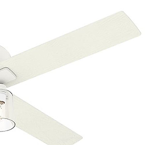 Hunter Pelston Indoor Ceiling Fan with LED Light and Pull Chain, 52", Matte White