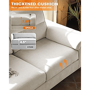 71.25" Modern Sofa Couch for Living Room, Deep Seat Sleeper Sofa with 8”Cushion, Comfy 2-Seater Chenille Loveseat Sofa with Convertible Armrest, Removable Sofa Cover, High Leg (Beige)