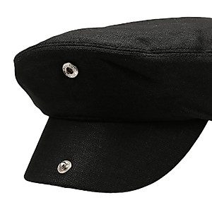 Men's Linen Flat Ivy Gatsby Summer Newsboy Hats (Black, LXL)