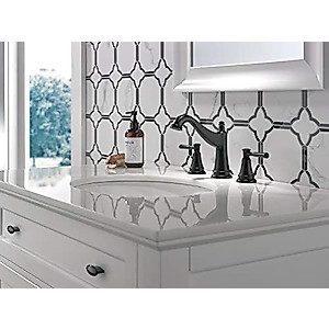 Delta Faucet Mylan Widespread Bathroom Faucet 3 Hole, Matte Black Bathroom Faucet, Bathroom Sink Faucet, Drain Assembly, Matte Black 35777LF-BL