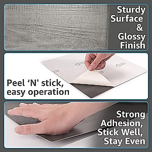 Art3d Peel and Stick Vinyl Floor Tiles 60-Pack 12 x 12 inch, Self Adhesive Waterproof Flooring Wood Planks for Kitchen, Dining Room, Bedrooms, Cover 60 Sq. Ft, Taupe Ash