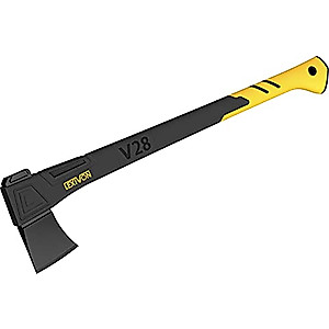 LEXIVON V28 Chopping Axe, 28-Inch Lightweight Fiber-Glass Composite Handle & Ergonomic TPR Grip | Protective Carrying Sheath Included (LX-V28)