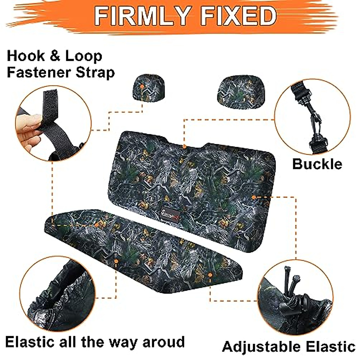 StarknightMT UTV Ranger Seat Covers, Camo Waterproof Seat Covers Compatible with Polaris Ranger 500 700 800 2002-2008 Durable 1680D Fabric with Waterproof PU Coating Camo Bench Seat Cover