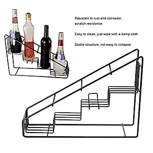 Jeanoko Wine Bottle Holders, 4 Compartments Stainless Steel Syrup Bottle Holder Stable Coffee Spice Rack Shelf Countertop Free Stand Storage Rack for Kitchen