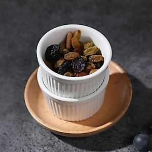 3 oz Ramekins 6 pcs Porcelain Ramekins Dishes for Souffle,Creme Brulee, Pudding, Custard Cups,Bakeware Bowls Set for Baking,Oven Safe, White 2.75 inch