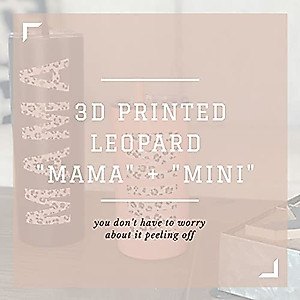 Lucky Love Mama + Mini Stainless Steel Cups for Kids and Adults - 3D Printed Leopard Insulated Tumblers with Lids and Straws Making This Mom Mug and Toddler Straw Cup Spill Proof (Black and Blush)