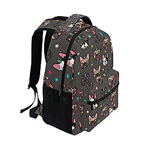 ALAZA Cute Pug Dog French Bulldog Unicorn Large Backpack Personalized Laptop iPad Tablet Travel School Bag with Multiple Pockets