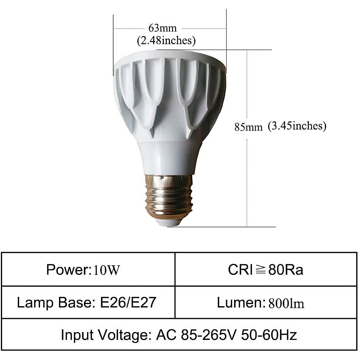PAR20 LED Light Bulbs COB Spotlight(4 Pack) 10W AC85-265V 3000K Warm White E26 Medium Screw Base 80 Watt Equivalent Flood Light for Home or Office Space