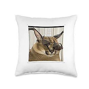 Big Floppa Meme tee for men women kids youth girls Big Floppa Meme Cute AKA Gregory Funny Ears Throw Pillow, 16x16, Multicolor