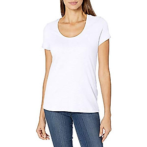 Nautica Women's Easy Comfort Scoop Neck Supersoft 100% Cotton Solid T-Shirt, Bright White, Large