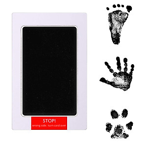 Outus 18 Pieces Baby Inkless Handprint and Footprint Kit 6 Safe Hand and Foot Ink Pad Clean Touch Dog Paw Print Stamp Kit and 12 Card for Newborn Registry Family Keepsake Baby Gift (Small)