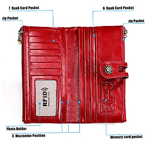 VALICLUD Womens Purses Womens Backpack Purse Purse Wallet Girls Women Blocking Zipper Handbag Leather for Multipurpose Vintage Billfold Red Women Backpack Purse Travel Wallet