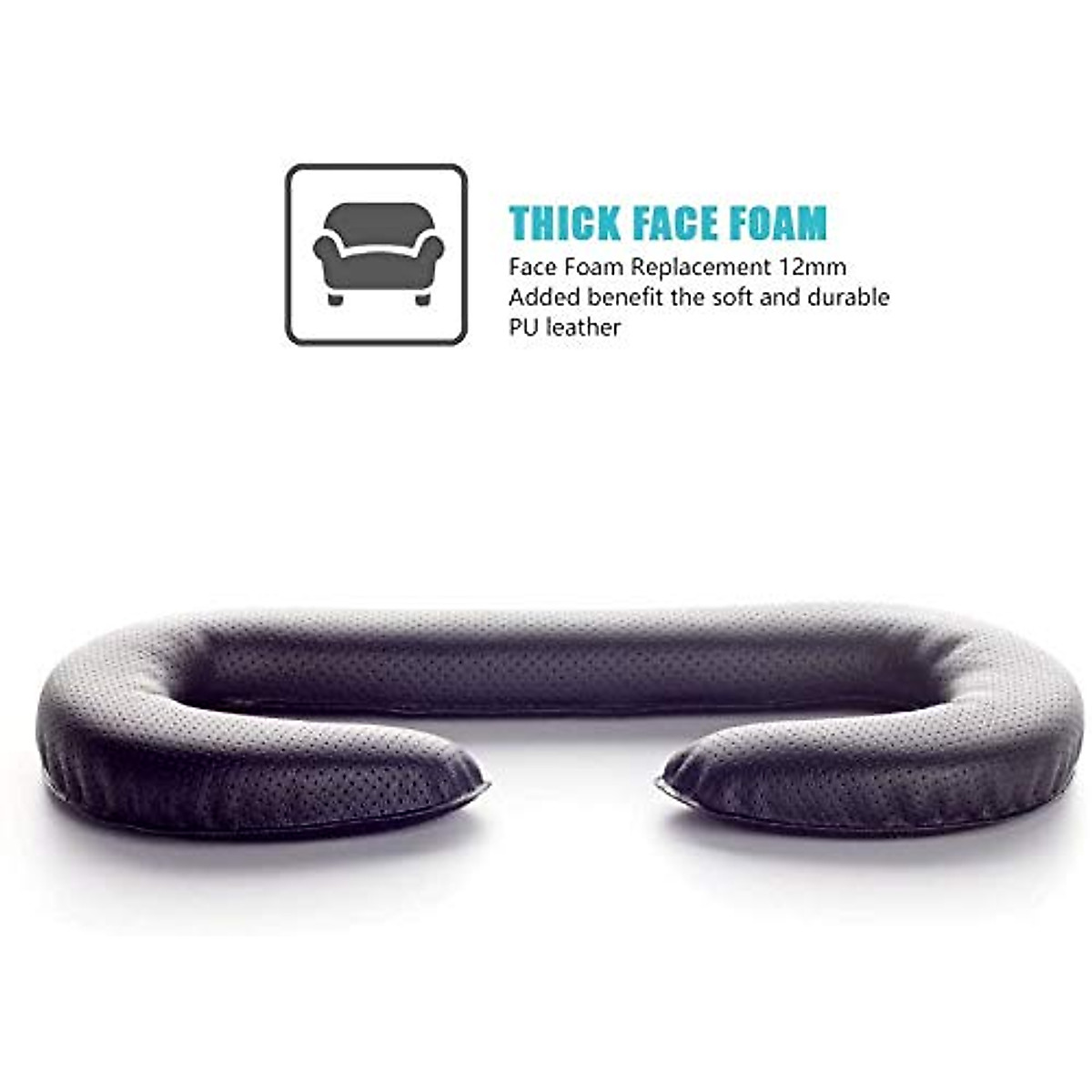 KIWI design VR Face Cover Cushion for HTC Vive, Foam Pad Eye Pad Replacement for HTC Vive 2 Packs 12mm 6mm with Lens Cleaning Kit