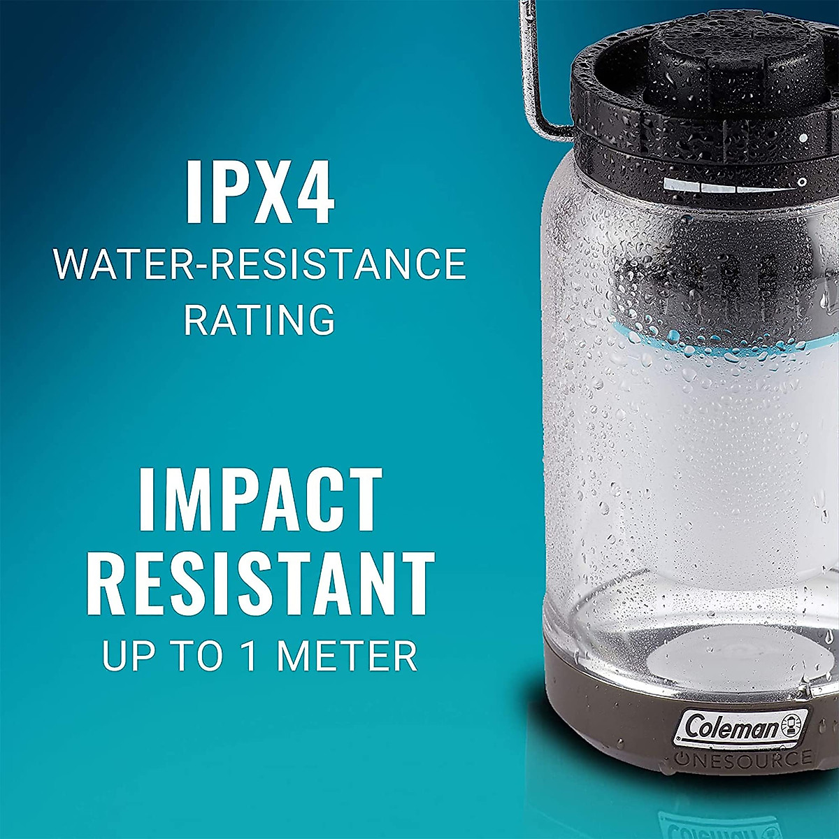 Coleman OneSource 600 Lumens Water Resistant LED Outdoor Camping Lantern w/Rechargeable Battery, USB Port for Devices, & Internal Flashlight (2 Pack)