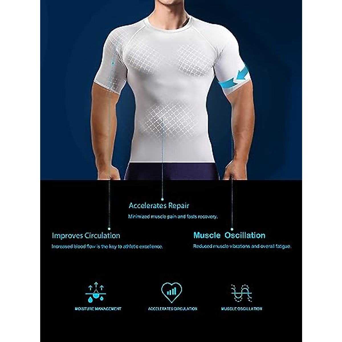 HOPLYNN 4 Pack Compression Shirts and Tank Tops Men Athletic Short Sleeve/Sleeveless Rash Guard Vest T Shirt for Sport 2 Black 2 White L