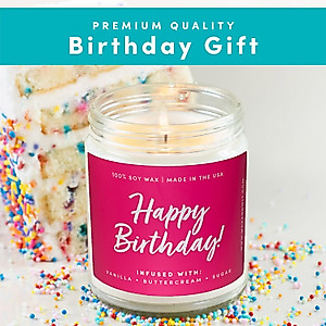 WAX & WIT Buttercream Vanilla Birthday Candle - Unique Happy Birthday Gifts for Women, Happy Birthday Gifts for Her, Eco-Friendly, 9oz
