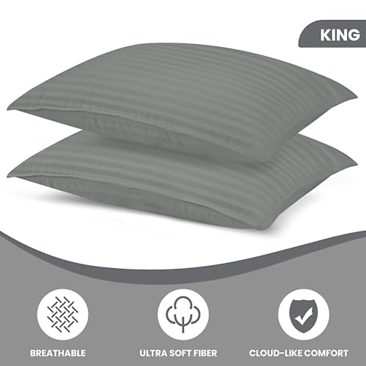 Utopia Bedding Bed Pillows for Sleeping King Size (Light Grey), Set of 2, Cooling Hotel Quality, for Back, Stomach or Side Sleepers