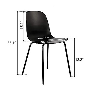 thksbought Set of 2 Dining Chairs with Legs for Kitchen Living Room(Matte Black)