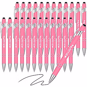 24 Pcs Baby Shower Rose Red Blue Pens It's a Boy/Girl Ballpoint Baby Shower Pens with Stylus Tip Black Ink Retractable Baby Shower Gel Ink Pens for Baby Shower Games Favors Decors (Rose Red, Girl)