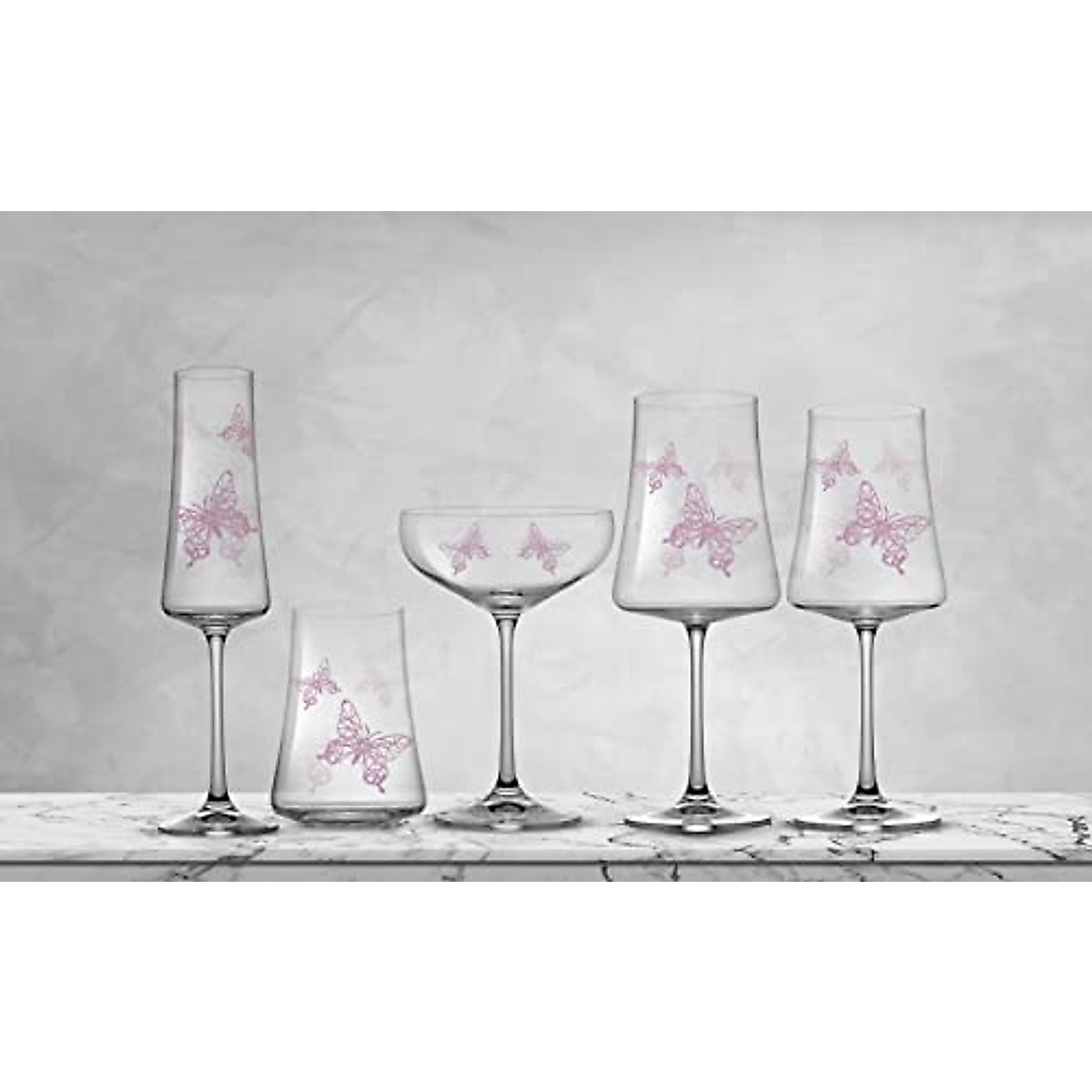 JoyJolt Meadow Butterfly Red Wine Glasses – Premium Red Wine Glasses Set of 2 – Exquisite Pink Butterfly Crystal Wine Glasses – 21oz Long Stem Unique Wine Glasses – Made in Europe