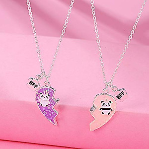COLORFUL BLING 2Pcs/Set Best Friends Broken Heart Puzzle Rainbow Koala Pendant Necklace Best Friends Forever BFF Friendship Jewelry for Women Girls Teens-D panda