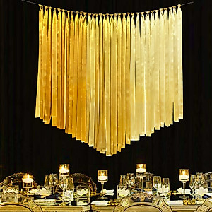 Gold Party Decorations 197Ft × 1.97" Ombre Gold Ribbon Fringe Hanging Streamer Backdrop Garland for Birthday Bridal Shower Engagement Wedding Anniversary Graduation Baby Shower Baptism Party Supplies