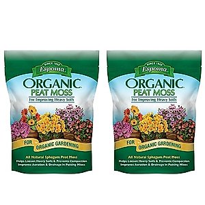 Espoma Organic Peat Moss; All-Natural Horticultural Grade Sphagnum Peat Moss Approved for Organic Gardening. Helps Improve Aeration & Moisture Retention. Promotes Root Growth – Pack of Two