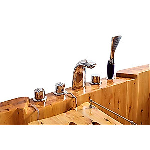 Alfi Brand AB1130 2 Person Free Standing Cedar Wooden Bathtub with Fixtures & Headrests, 65"L x 30.75"W x 23.63"H, Natural Wood