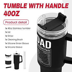 SANDJEST Dad Gifts for Dad from Daughter Son Best Dad Ever Tumbler with Handle 40oz Stainless Steel Insulated - Coffee Tumbler for Dad Father's Day Birthday Christmas Cup Gift Set with Lid & Straw