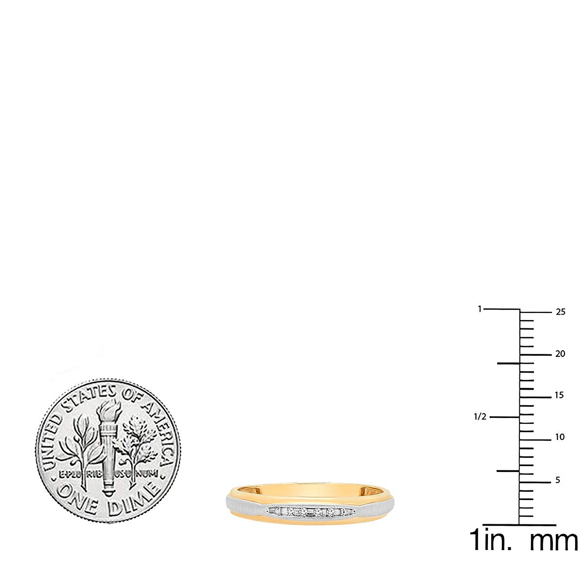 Dazzlingrock Collection 0.02 Carat (ctw) Two-Tone Round White Diamond 5 Stone Wedding Band for Women in 10K White & Yellow Gold, Size 4.5