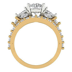 Clara Pucci 2.66 carat Round Shape Solitaire 3 stone Moissanite Engagement Wedding Anniversary Bridal ring band set 14k Multi Gold 9.75