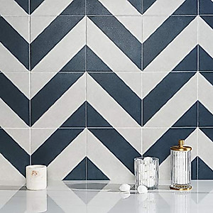 Anya Navy Diagonal Square 9 in. x 9 in. Glazed Porcelain Tile Sample