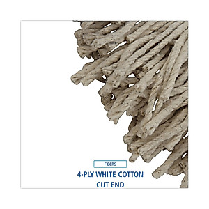 Boardwalk CM22024 Mop Head, Lie-Flat Head, Cotton Fiber, 24oz., White, 12/CT