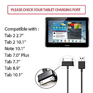 Lisheng 2Pack Black 3.3FT 30 Pin USB Charging Cable Cord for Galaxy Tab 2 10.1"/7.0",10.1"/8.9",Tab 7.7 Plus,Gt-n8013 Gt-p5113 Sgh-i497 i915 Note 10.1 GT-N8000,P5100,P3110,P7510 Tablet Charger Cable