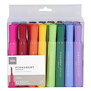 Office Depot® Brand Tank-Style Permanent Markers, Chisel Point, Assorted Colors, Pack Of 24
