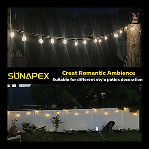 SUNAPEX Solar String Lights Outdoor Waterproof,48FT Solar Patio Lights with Shatterproof Edison Bulbs,Outdoor String Lights Solar Powered for Patio,Camping,Backyard