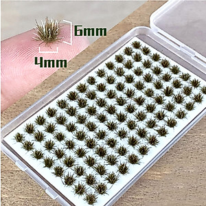 Woohome 312 PCS Static Grass Tuft Yellow Model Grass Tufts Terrain Model Kit Static Scenery Model Miniature Shrubs Bushes for Train Landscape Railway Artificial Grass Modeling