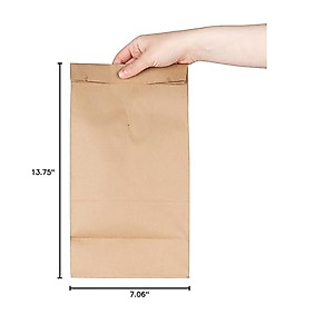 Stock Your Home 12 Lb Kraft Big Brown Paper Lunch Bags (100 Count) - Bulk Disposable Lunch Sacks, Large Size Blank Bag, Good for Snacks, Sandwiches, Grocery Food, and Arts & Crafts Projects