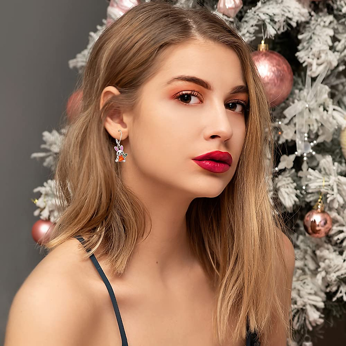 Bunny Earrings for Women Sterling Silver Easter Earrings Bunny Loves Carrot Rabbit Animal Easter Jewelry