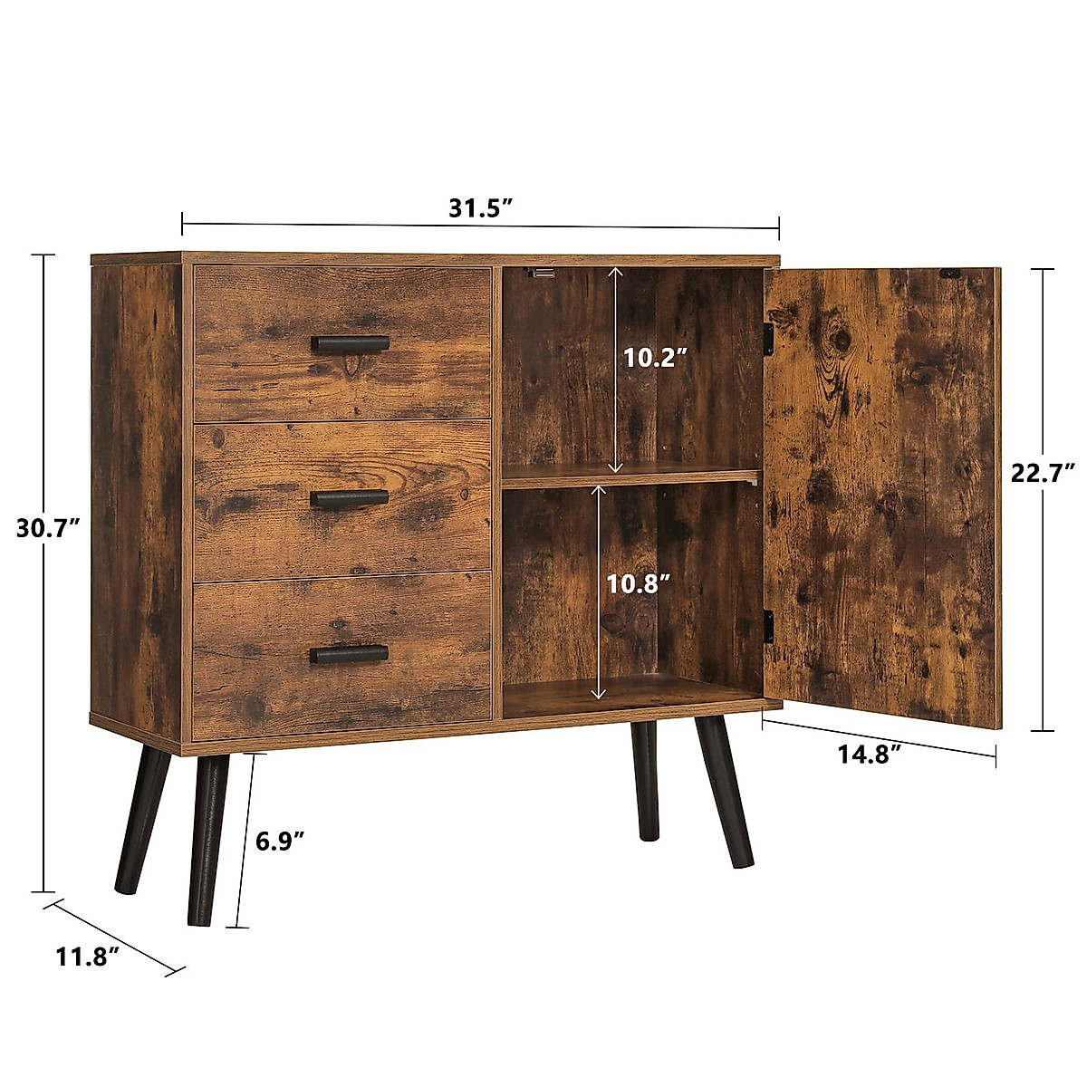 Iwell Modern TV Stand and Storage Cabinet Set, Bathroom Cabinet, Sideboard, Free Standing Cupboard, Entryway Cabinet for Living Room, Retro Home Media