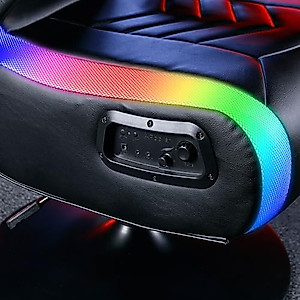 X Rocker Prism RGB LED Lounging Video Gaming Pedestal Chair with Armrests, Wireless Bluetooth Audio, Foldable, Vegan Leather, Amazon Exclusive, Black