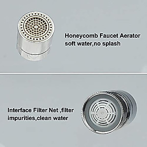 COOLWEST 2-Flow Stainless Kitchen Sink Aerator,360-Degree Swivel Faucet Aerator Dual Sprayer, with Gasket Faucet Replacement Part - 55/64 Inch-27UNS Female Thread