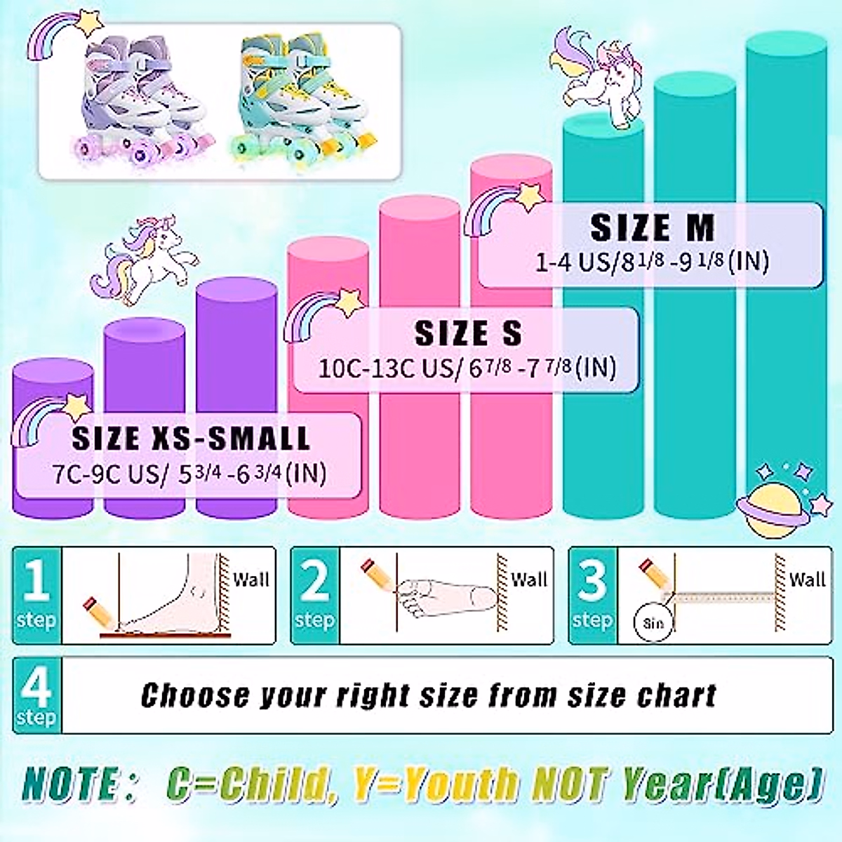 Nattork Boys Roller Skates for Kids, 3 Sizes Adjustable Toddler Roller Skates with All Light up 8 Wheels of Boy's Skates Shine, Safe and Fun for Indoor Outdoor Sports