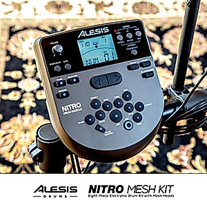Alesis Nitro Mesh Kit - Electronic Drum Set with Quiet Mesh Pads, USB MIDI, Kick Pedal and Rubber Kick Drum, 40 Kits, 385 Sounds, Drum Lessons