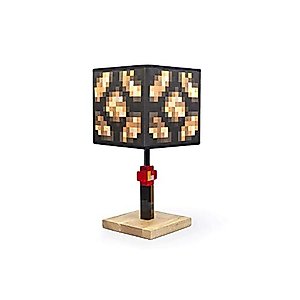 Minecraft Glowstone 14 Inch Corded Desk LED Night Light - Decorative, Fun, Safe & Awesome Bedside Mood Lamp Toy for Baby, Boys, Teen, Adults & Gamers - Best for Home's Bedroom, Living Room Or Office