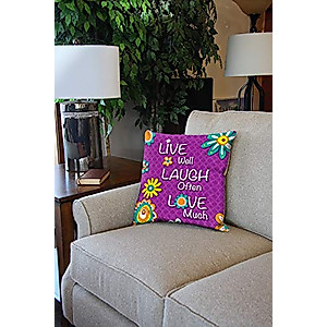 Toland Home Garden Decorative Live Laugh Love Text Quote Saying Word 18 x 18 Inch Pillow Case (2-Pack)